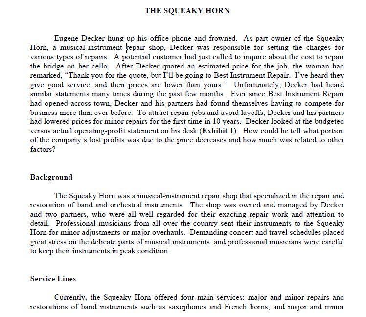 Solved THE SQUEAKY HORN Eugene Decker hung up his office | Chegg.com