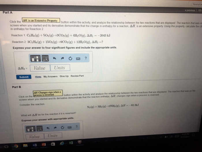 Solved Click the Delta H is an Extensive Property button | Chegg.com