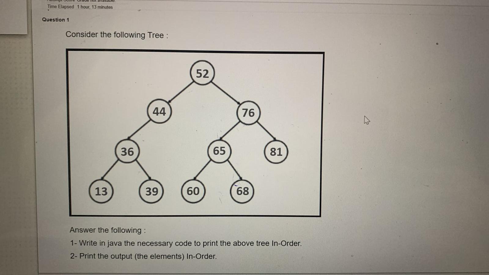Solved Time Elapsed 1 hour, 13 minutes Question 1 Consider | Chegg.com