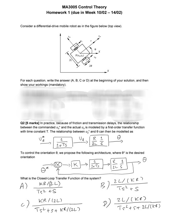 Solved MA3005 Control Theory Homework 1 (due in Week 10/02 - | Chegg.com