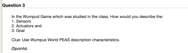Solved Question 3 In the Wumpud Game which was studied in | Chegg.com