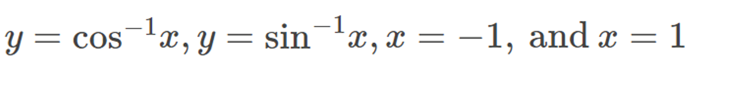 Solved y=cos-1x,y=sin-1x,x=-1, ﻿and x=1 | Chegg.com