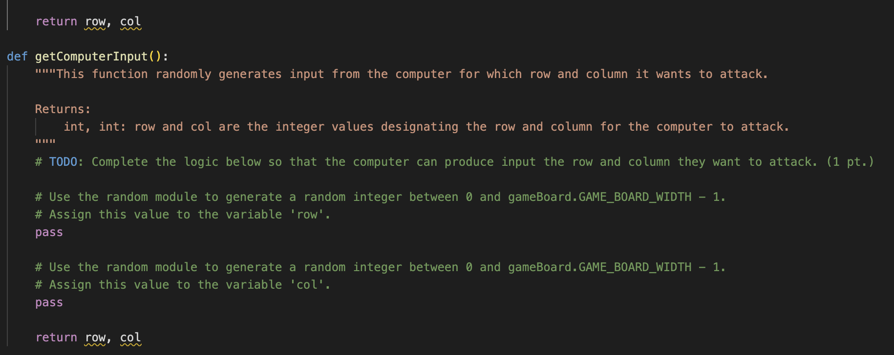 Solved import random import gameBoard def getHumanInput(): | Chegg.com