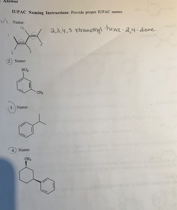 Solved Answer IUPAC Naming Instructions: Provide proper | Chegg.com