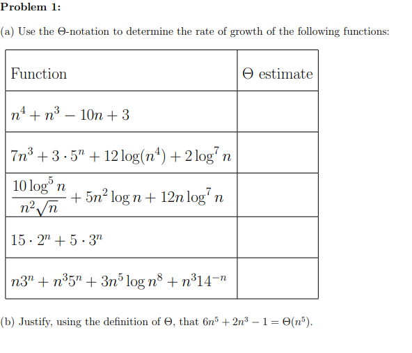 Solved Problem 1: (a) Use the O-notation to determine the | Chegg.com