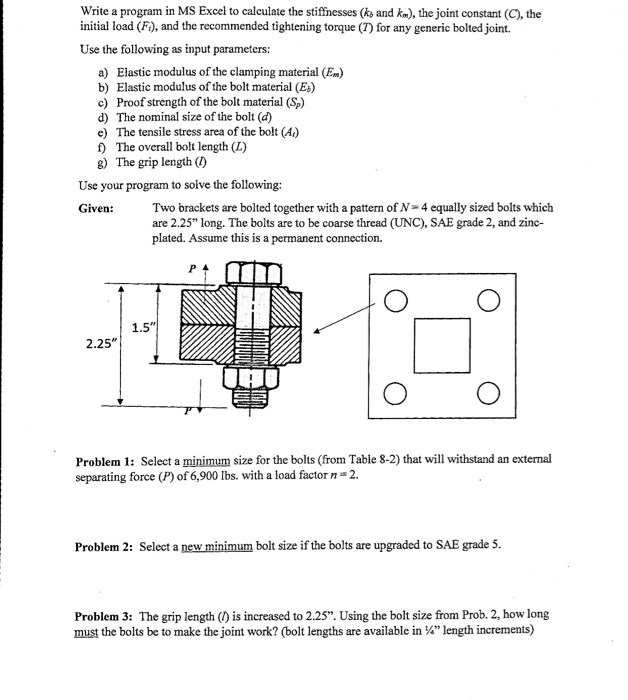 Write a program in MS Excel to calculate the | Chegg.com