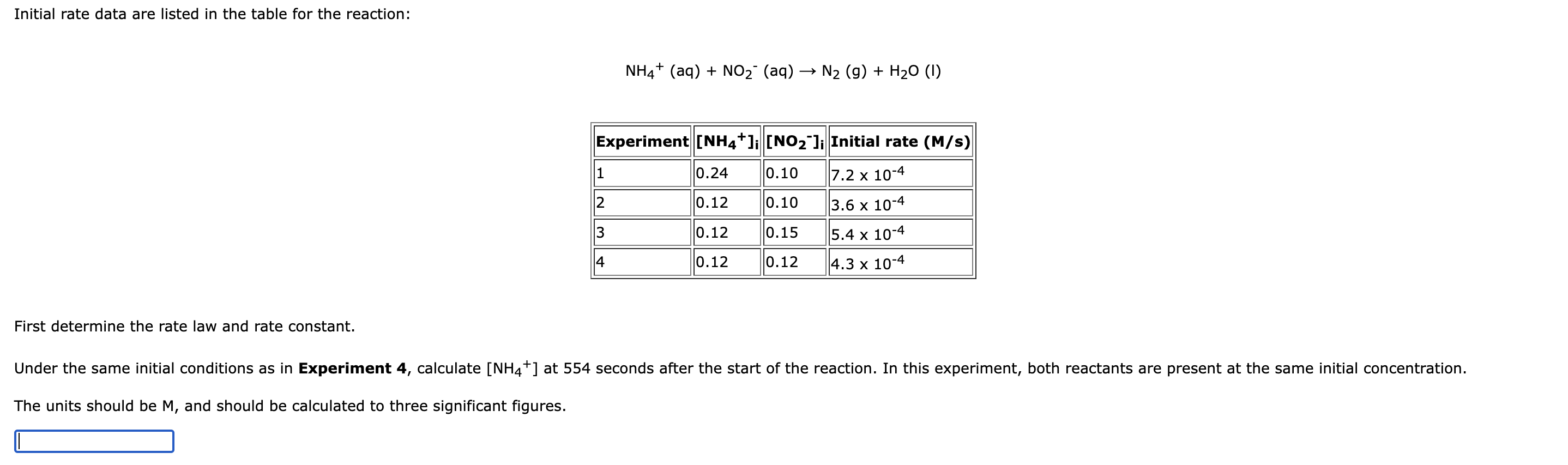 Solved Initial Rate Data Are Listed In The Table For The