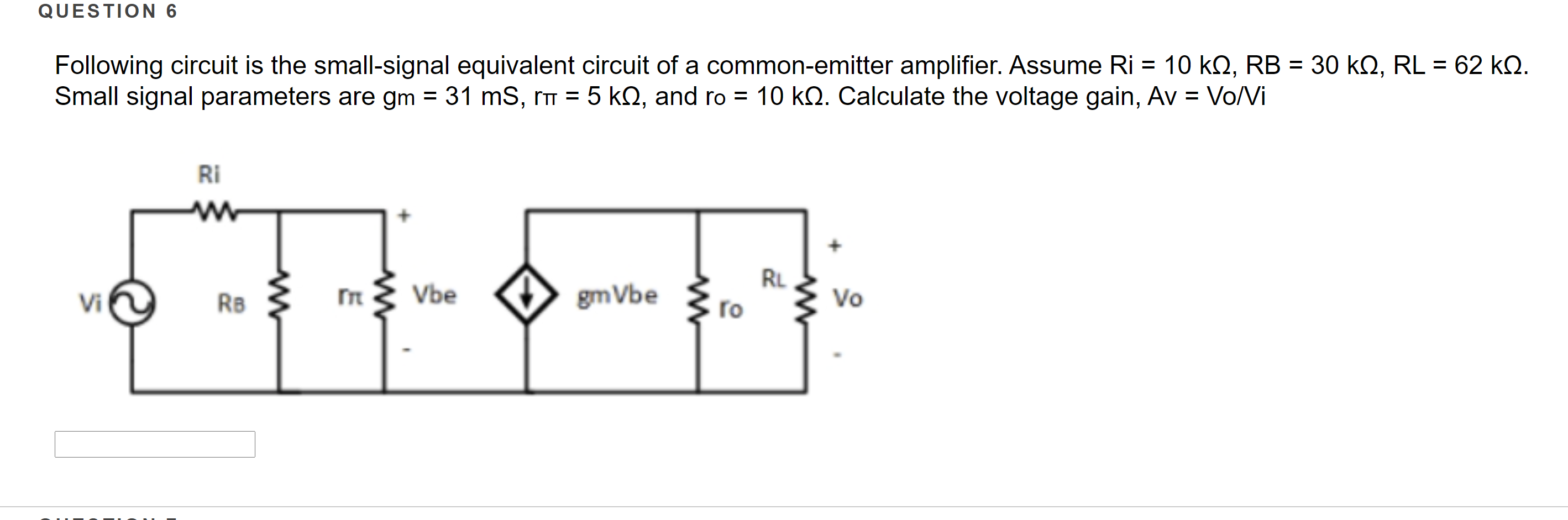 Solved Following circuit is the small-signal equivalent | Chegg.com