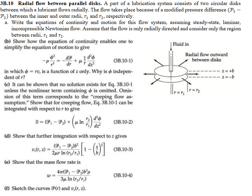 3B.10 Radial flow between parallel disks. A part of a | Chegg.com