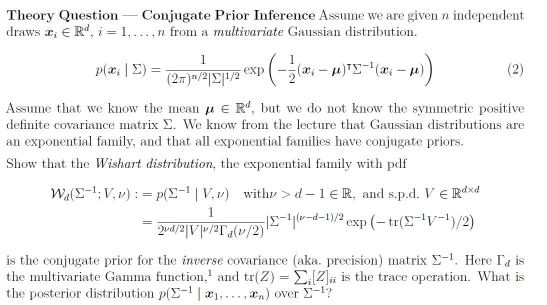 Solved Theory Question Conjugate Prior Inference Assume We