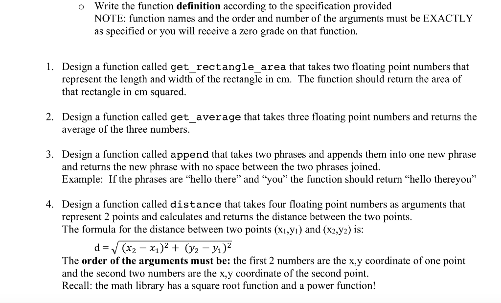 Solved Designing functions Reminder: When designing | Chegg.com