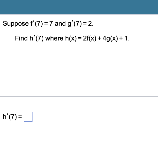 Solved Suppose F 7 7 and G 7 2 Find H 7 where