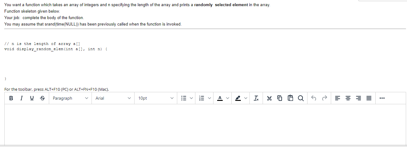 Solved You want a function which takes an array of integers | Chegg.com