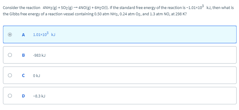 Solved Consider the reaction 4NH3 (g) + 5O2 (g) → 4NO(g) + | Chegg.com