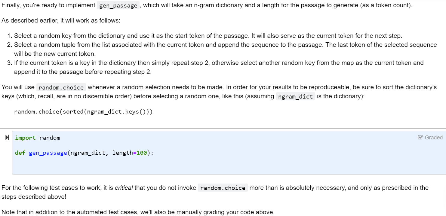Finally, you're ready to implement gen_passage , | Chegg.com