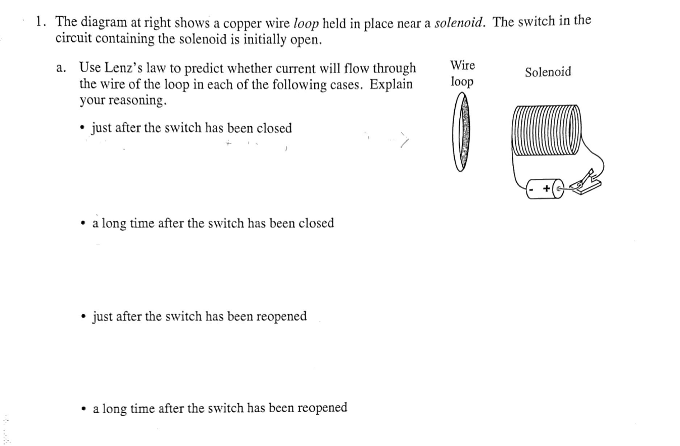 Solved 1. The diagram at right shows a copper wire loop held | Chegg.com
