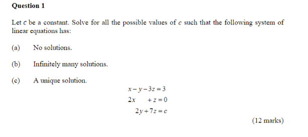 Solved Let c be a constant. Solve for all the possible | Chegg.com