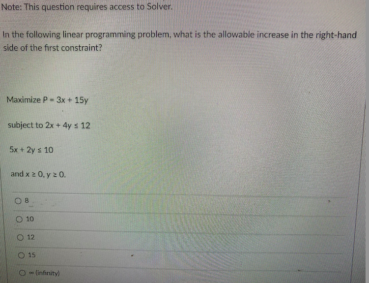 Solved Note: This question requires access to Solver. In the | Chegg.com