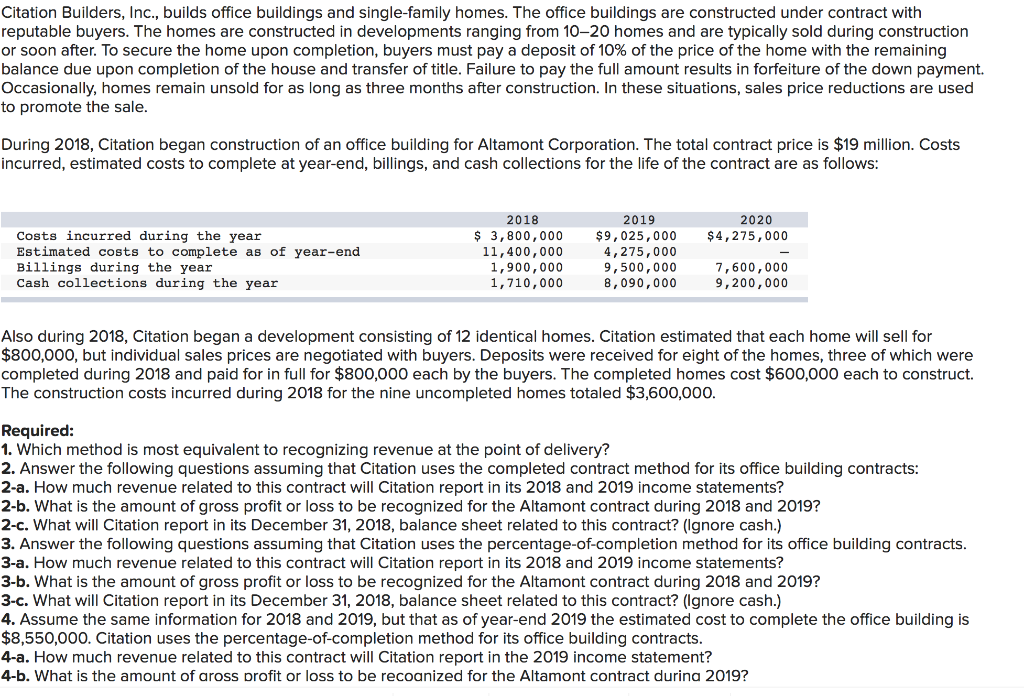 Citation Builders, Inc., builds office buildings and | Chegg.com