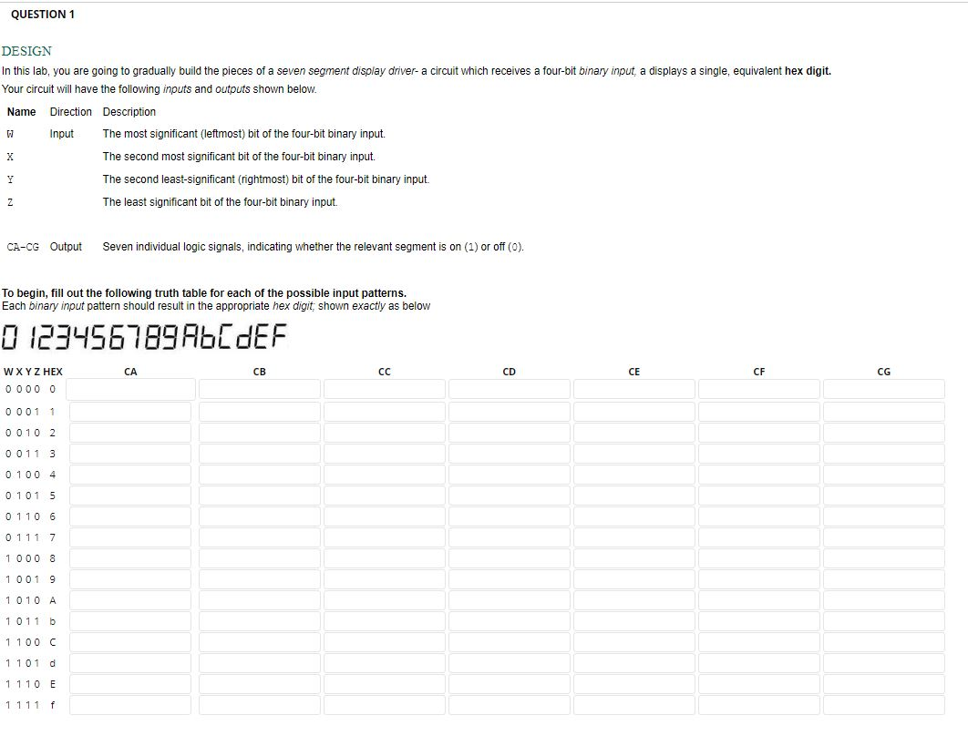 Solved QUESTION 1 DESIGN In this lab, you are going to | Chegg.com