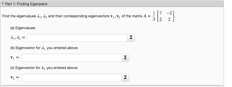 Solved - Part 1: Finding Eigenpairs [ 20 21 Find the | Chegg.com
