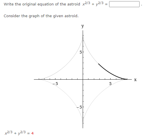 Solved Write the original equation of the astroid | Chegg.com
