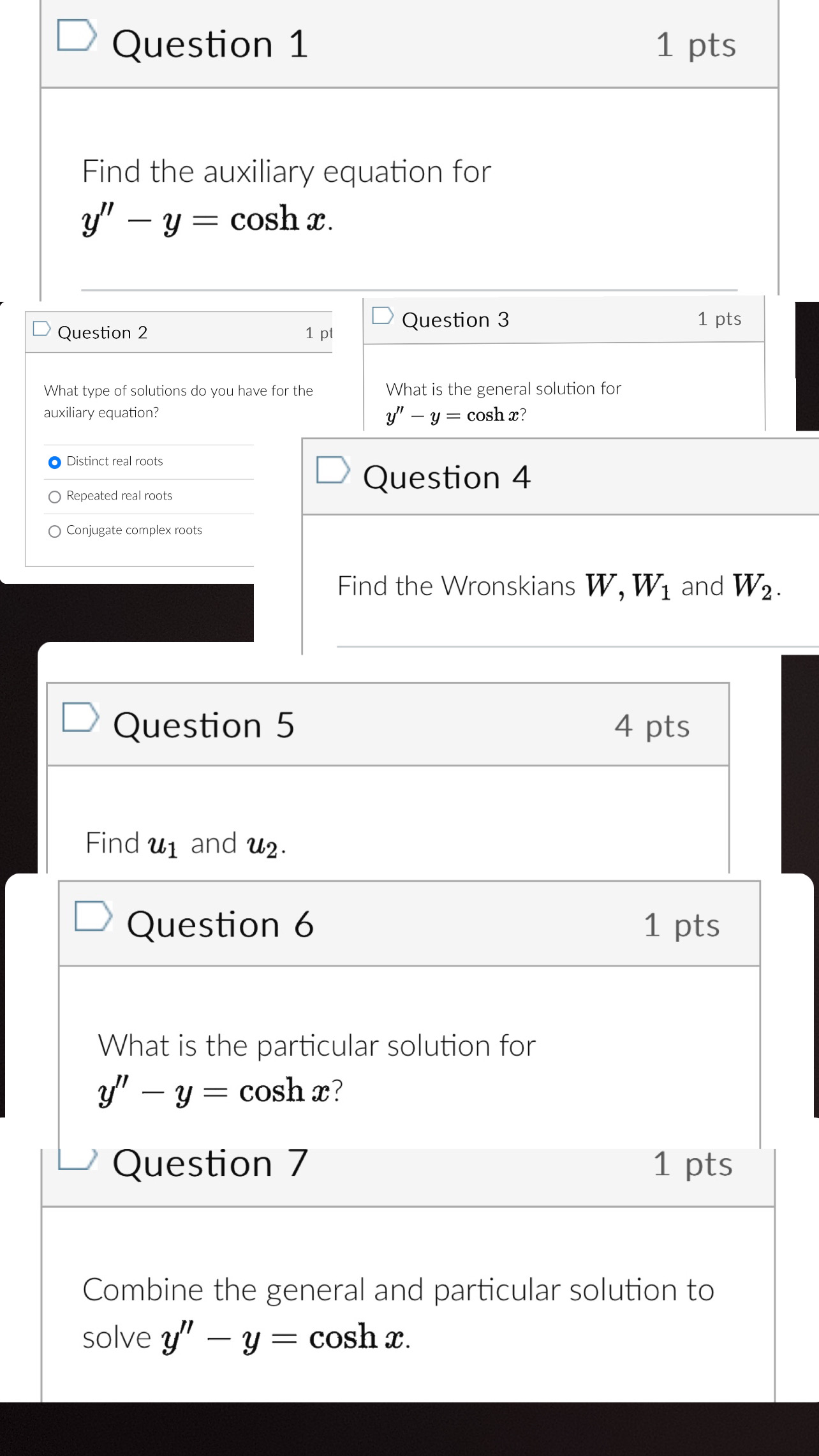 Solved Use the equation y" - y = cosh x to answer the | Chegg.com