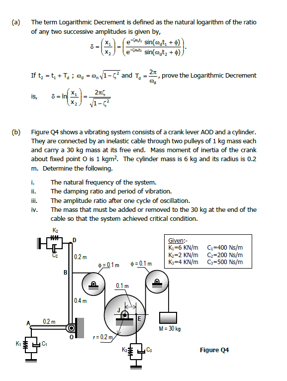 Solved (a) The term Logarithmic Decrement is defined as the | Chegg.com