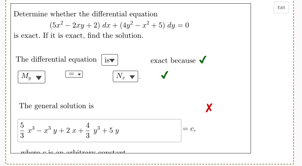 Solved Determine whether the differential equation | Chegg.com