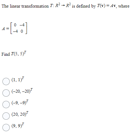 Solved The linear transformation T: R2 + R2 is defined by | Chegg.com