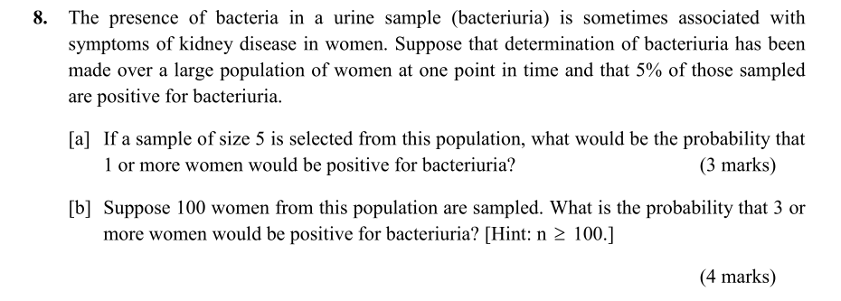 Solved 8. The presence of bacteria in a urine sample | Chegg.com