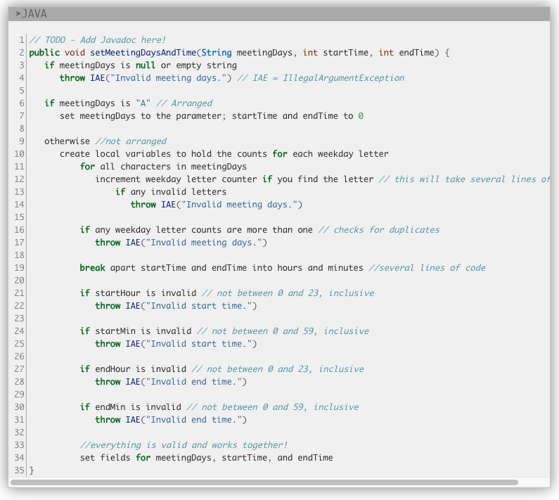 Solved We're going to interpret the requirements in the | Chegg.com
