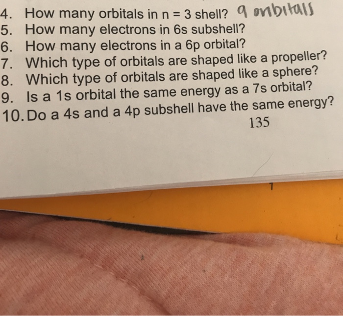 Solved 4. How many orbitals in n = 3 shell? q mbtalí 5. How | Chegg.com