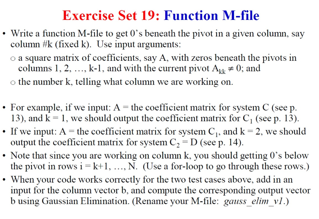 Exercise Set 19 Function M File Write A Function