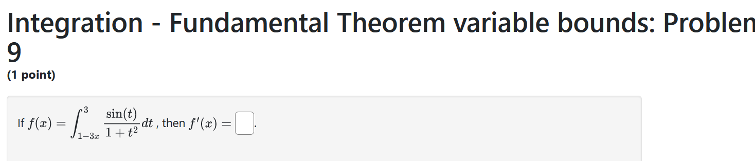 Solved Integration - Fundamental Theorem varia 10 1 point) | Chegg.com