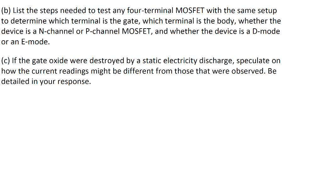 Solved (b) List the steps needed to test any four-terminal | Chegg.com