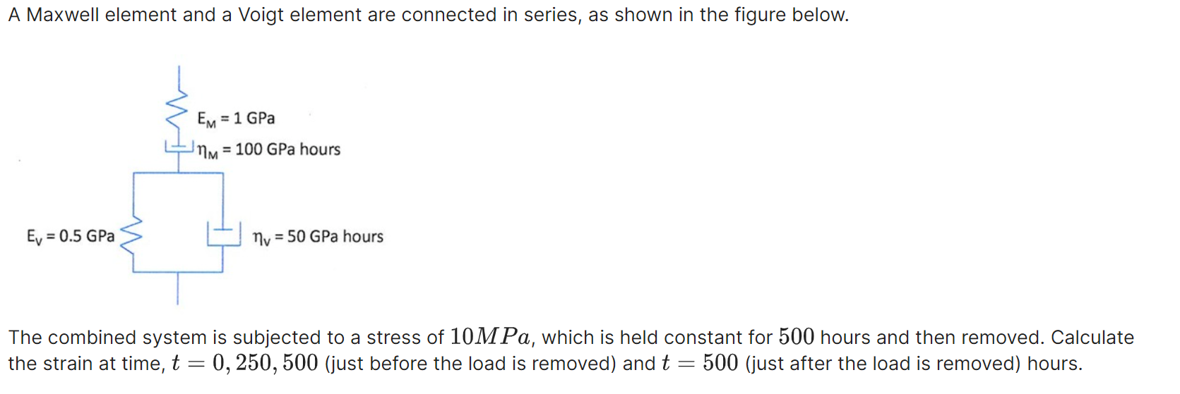 Solved A Maxwell element and a Voigt element are connected | Chegg.com
