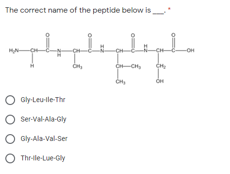 Solved The correct name of the peptide below is HAN- -CHC-N | Chegg.com