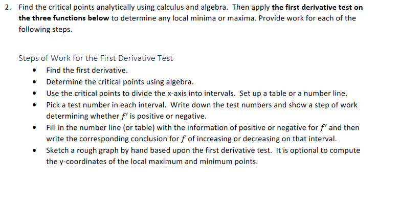 Solved Find the critical points analytically using calculus | Chegg.com