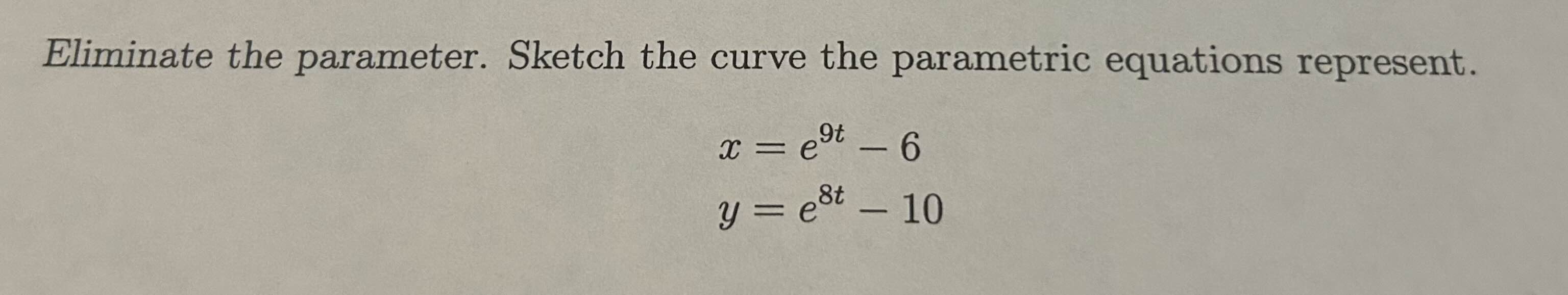 Eliminate the parameter. Sketch the curve the | Chegg.com