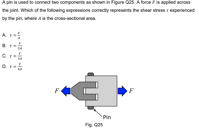 Solved A pin is used to connect two components as shown in | Chegg.com