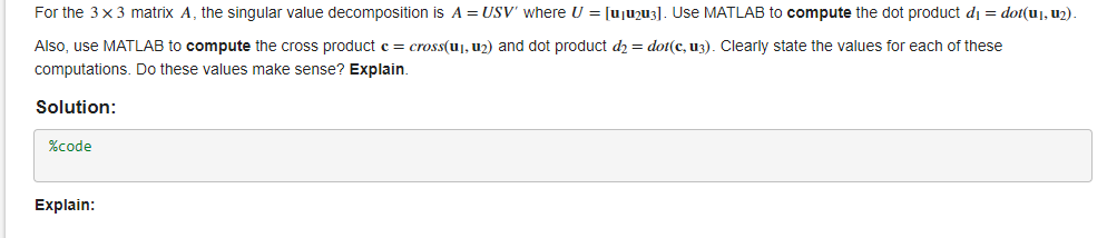 Solved Use The Svd Function In Matlab To Compute A1 The