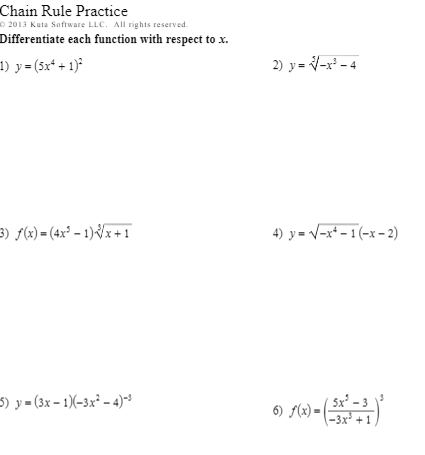 Solved Chain Rule Practice 2013 Kuta Software LLC. All | Chegg.com