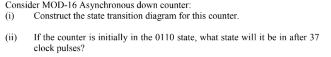 Solved Consider MOD-16 Asynchronous down counter: (i) | Chegg.com