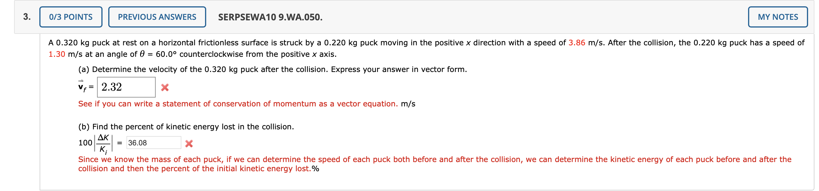 Solved 0/3 POINTS PREVIOUS ANSWERS SERPSEWA10 9.WA.050. MY | Chegg.com