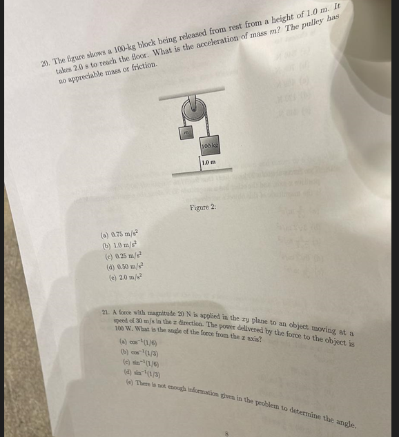Solved 20. The figure shows a 100−kg block being released | Chegg.com
