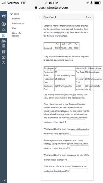 Solved Verizon LTE 3:19 PM psu.instructure.com ワPeople D | Chegg.com
