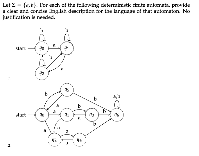 Solved Let Σ={a,b}. For each of the following deterministic | Chegg.com