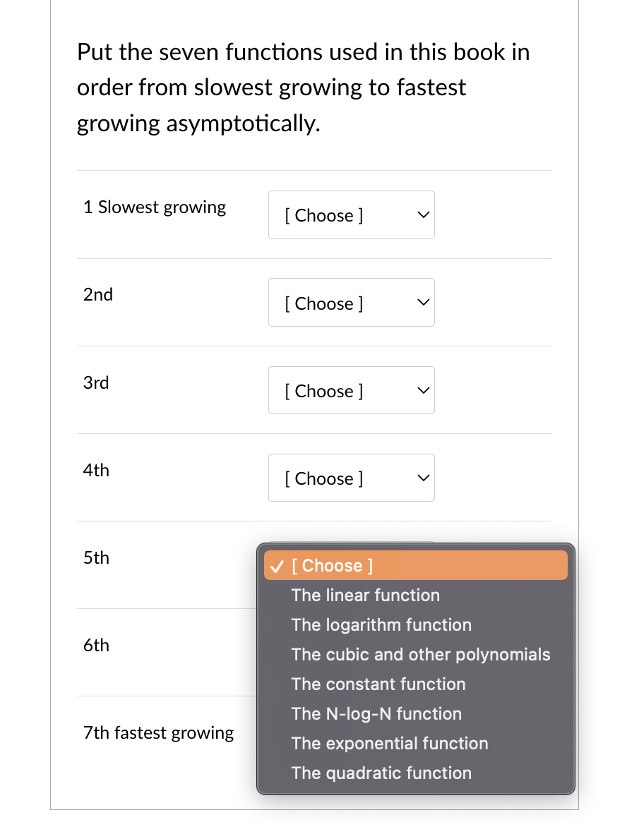 Solved Put the seven functions used in this book in order | Chegg.com