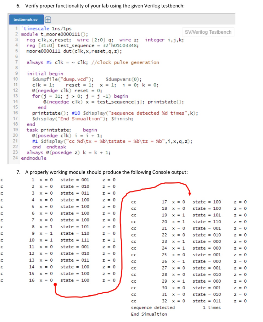 OBJECTIVE: Model a "0000111" detector Moore Finite | Chegg.com